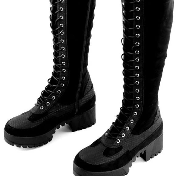 Shoes | Baddie Chucky High Lace Up Knee Combat Boots | Poshmark